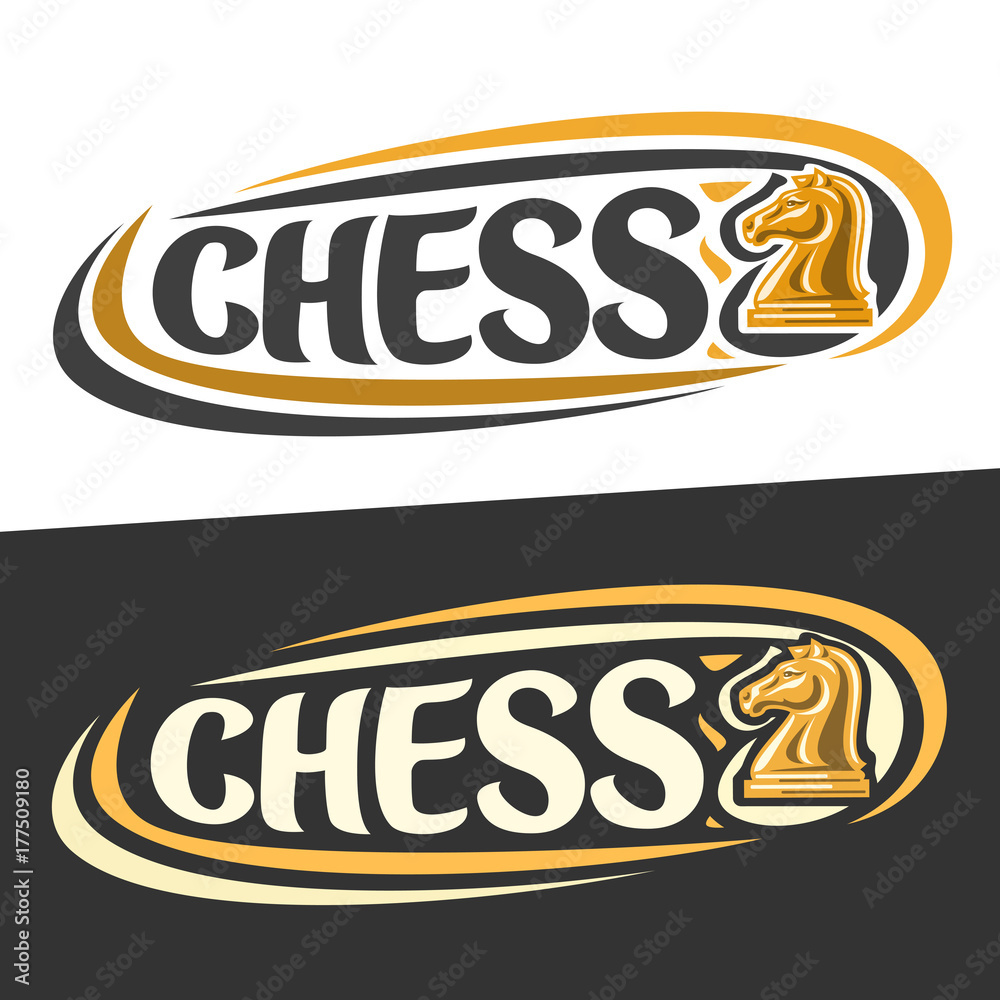 Vector logos for Chess game, figure of yellow knight and handwritten ...