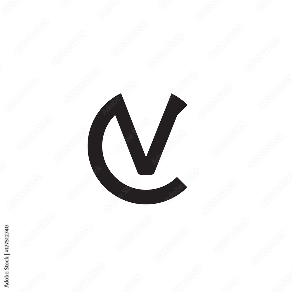 Initial letter cv, vc, v inside c, linked line circle shape logo ...