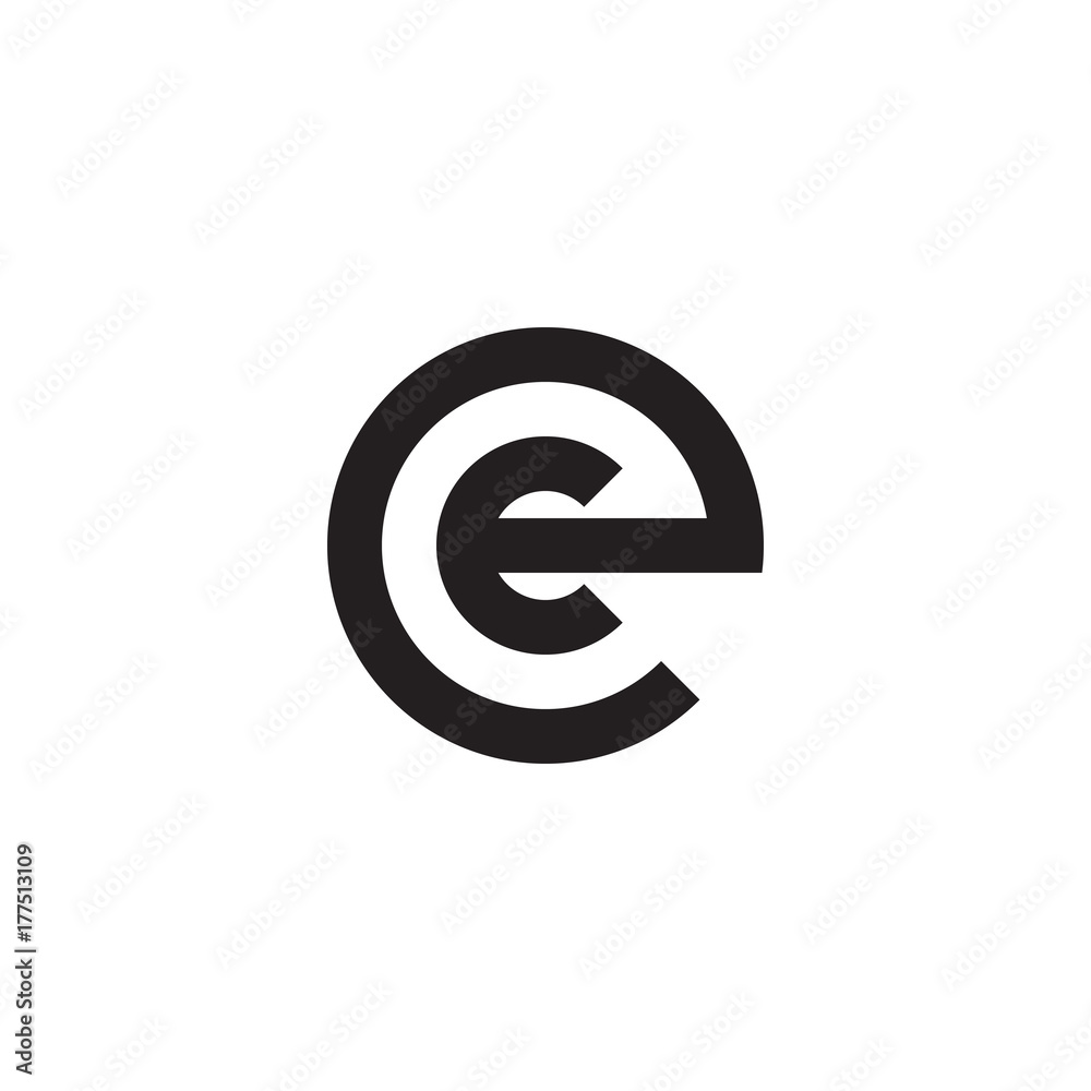 Initial letter ec, ce, c inside e, linked line circle shape logo ...