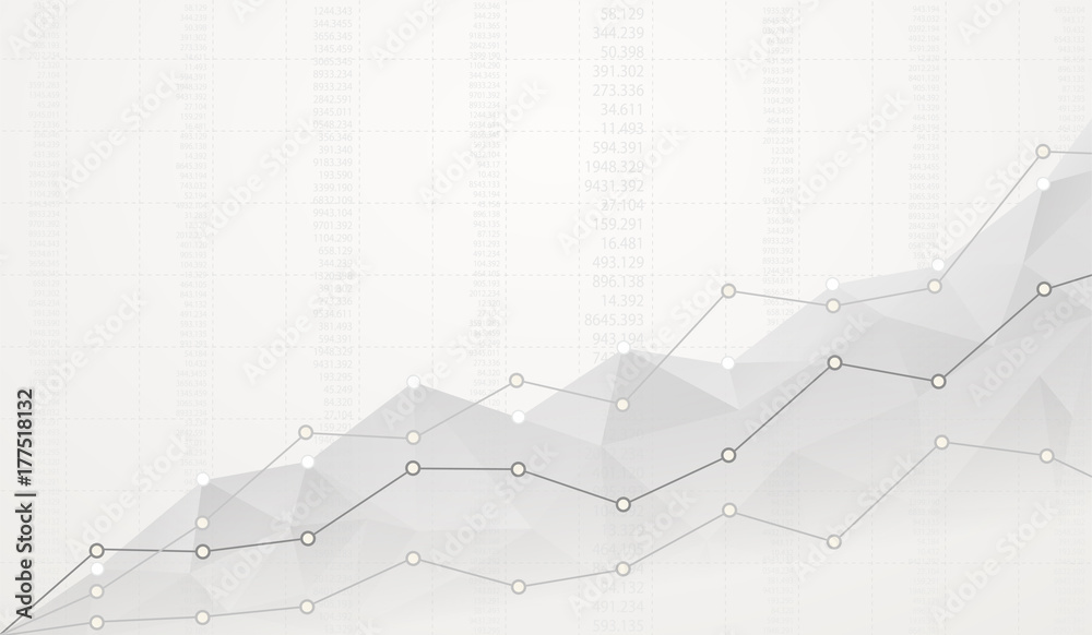 Financial polygonal diagram with ascending graphs on white background ...