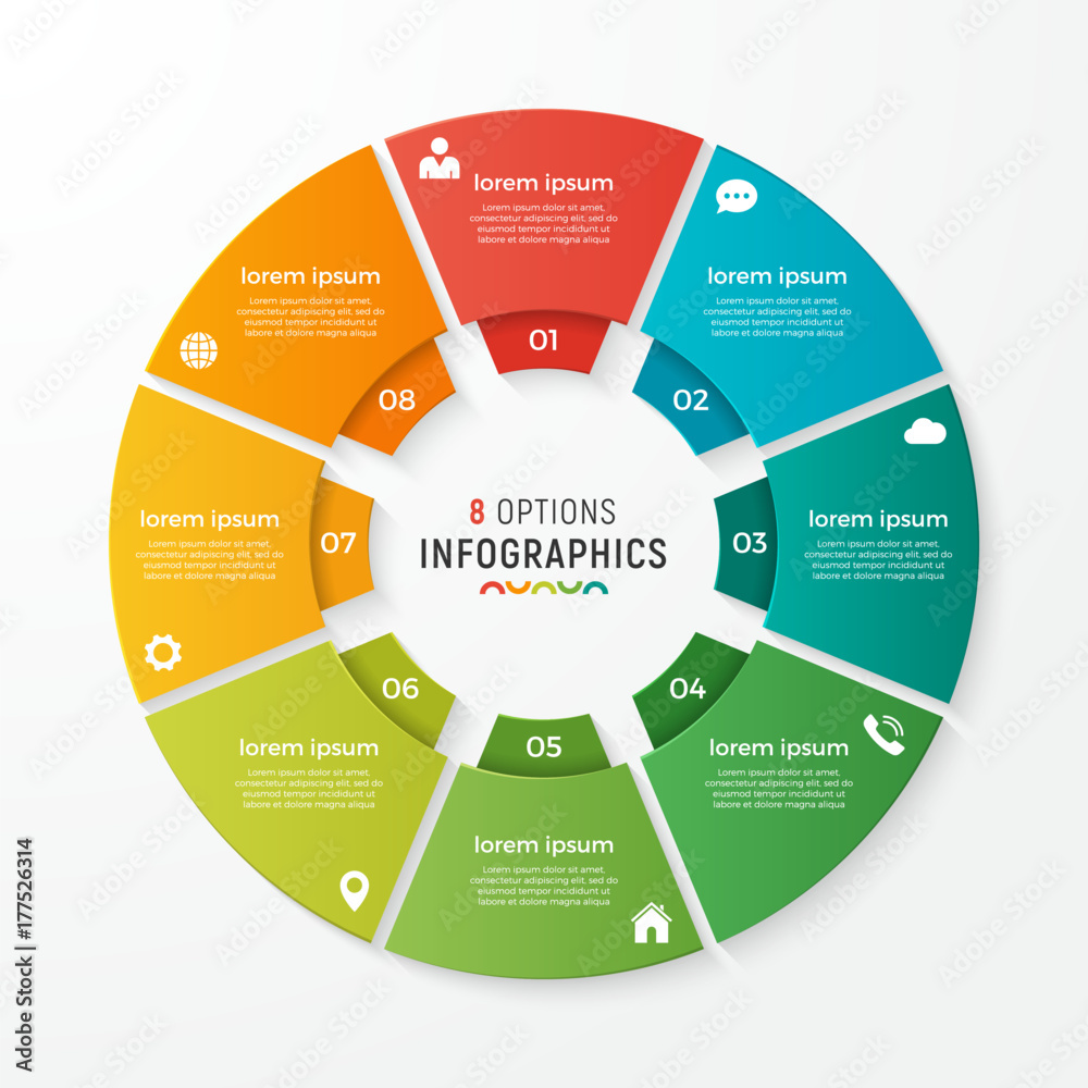 Vector circle chart infographic template for presentations, adve Stock ...