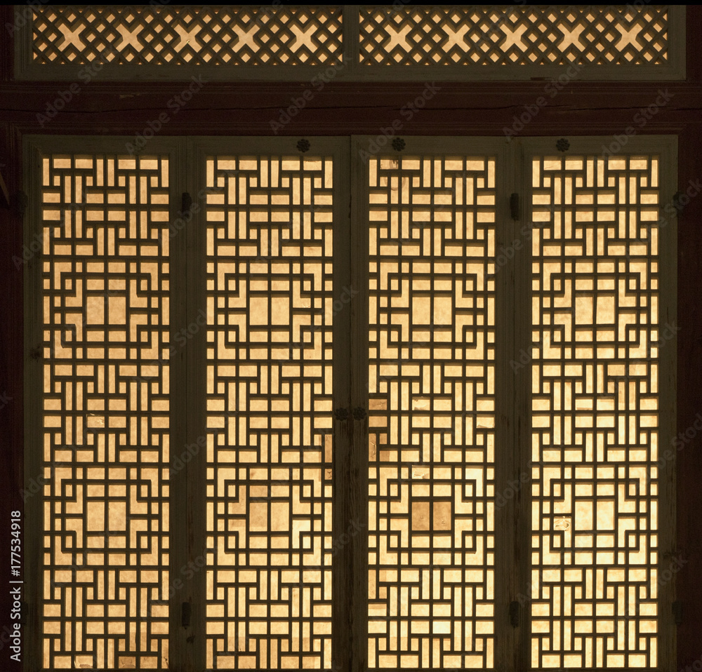 Korean traditional window with grid on it Stock Photo | Adobe Stock
