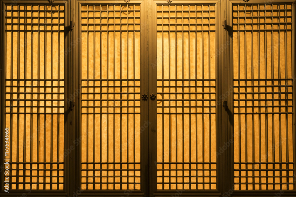 Korean traditional window with grid on it Stock Photo | Adobe Stock