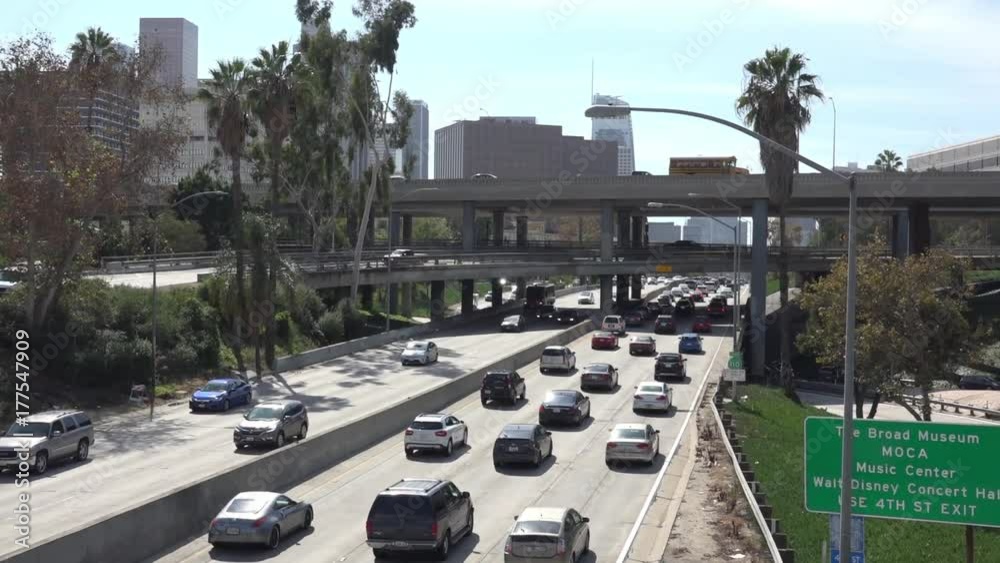 Zoom out of the famous Stack freeway interchange in Los Angeles Stock ...