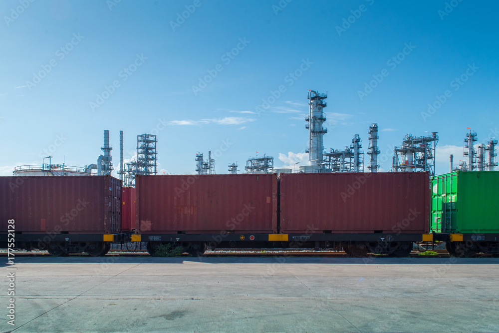 Container shipping and transportation concept. Containers loaded on ...