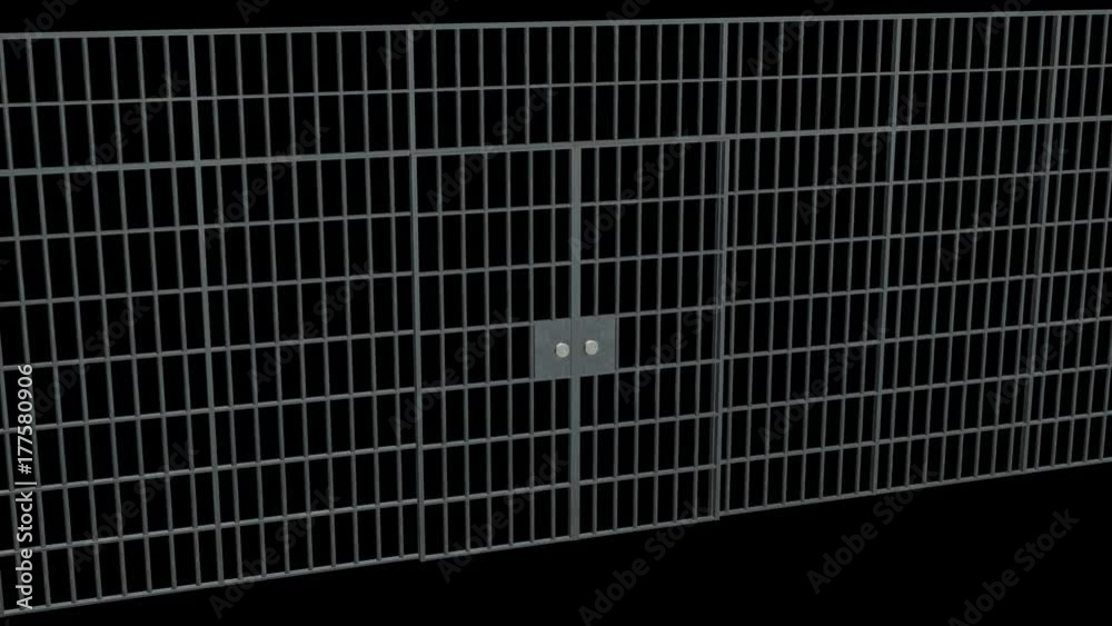 Prison bars with doors. Animation of Closed Jail bars. 3d render video ...