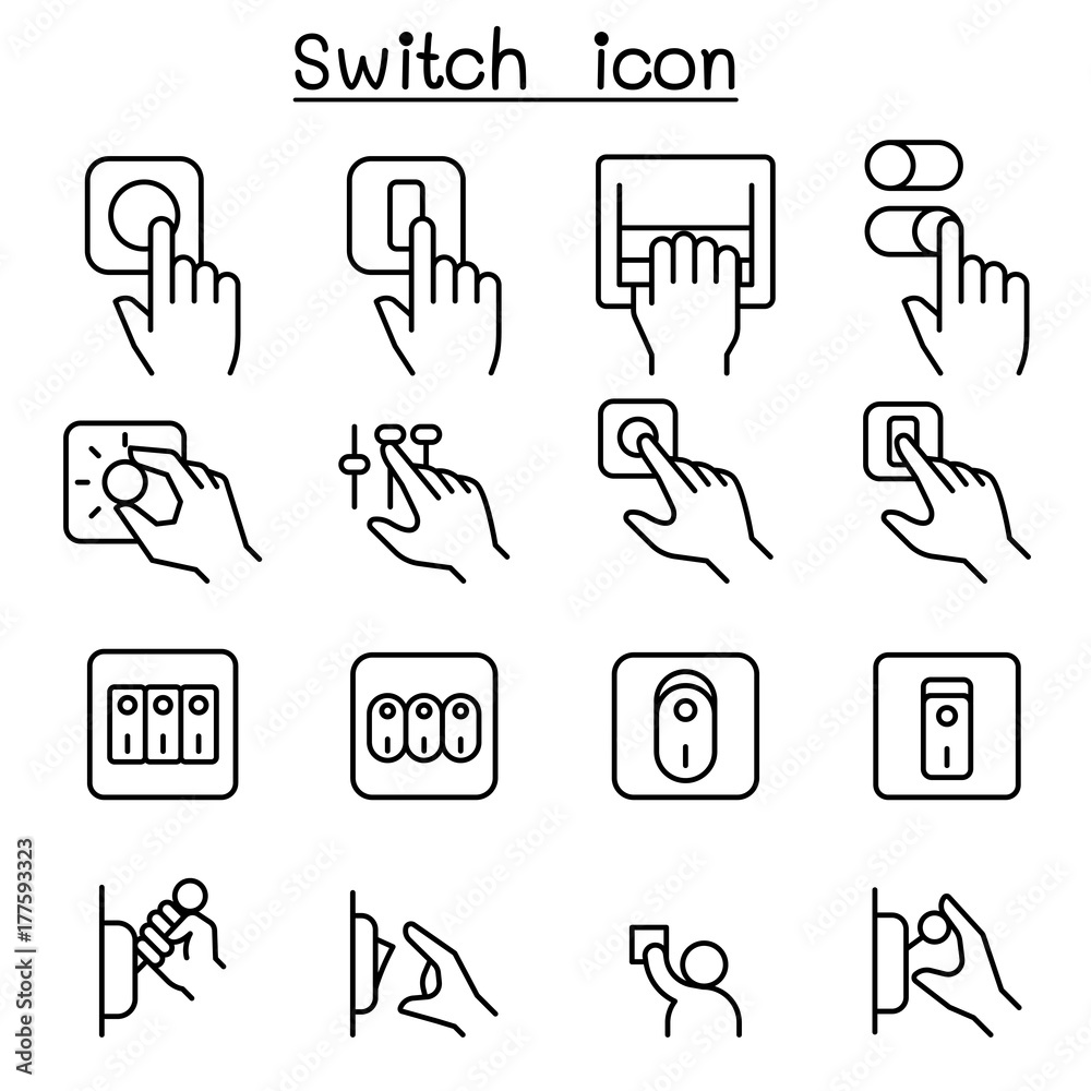 Switch icon set in thin line style Stock Vector | Adobe Stock