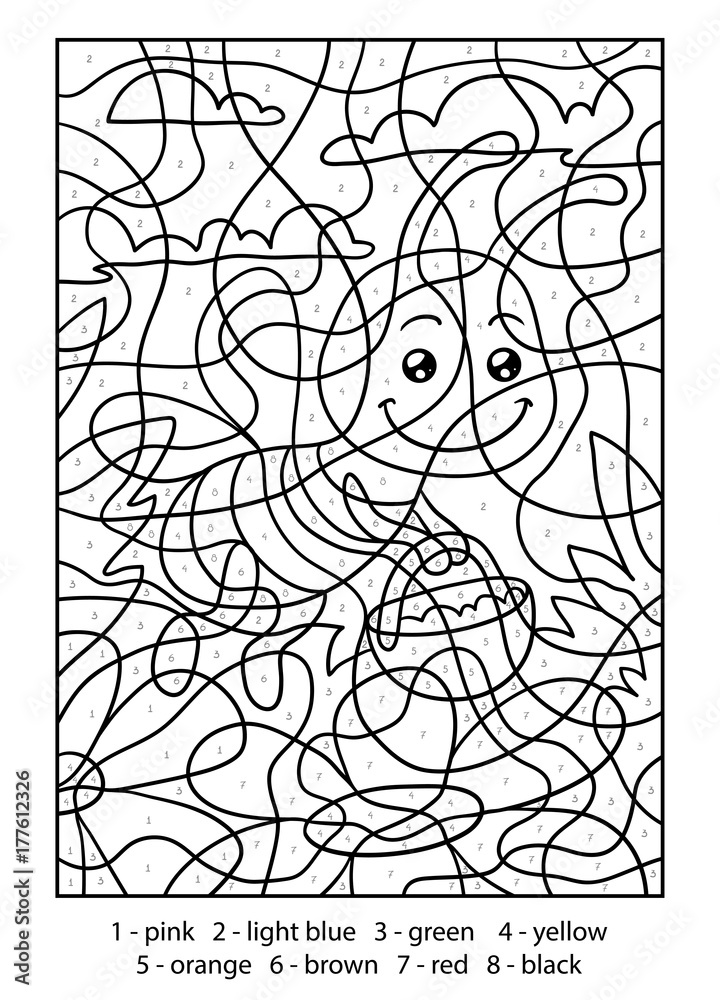 Color by number for children, Bee Stock Vector | Adobe Stock