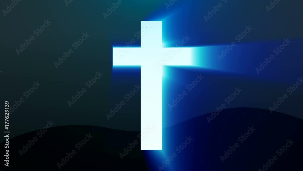 Light cross of Christ, ray beams background. 3d rendering Stock 비디오 ...
