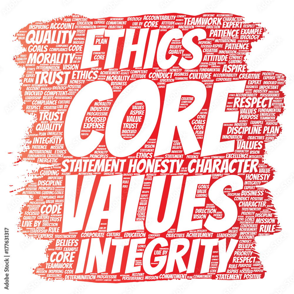 Vector conceptual core values integrity ethics paint brush concept word ...