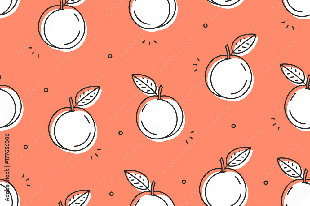 Peaches seamless pattern. Vector illustration Stock Vector | Adobe Stock