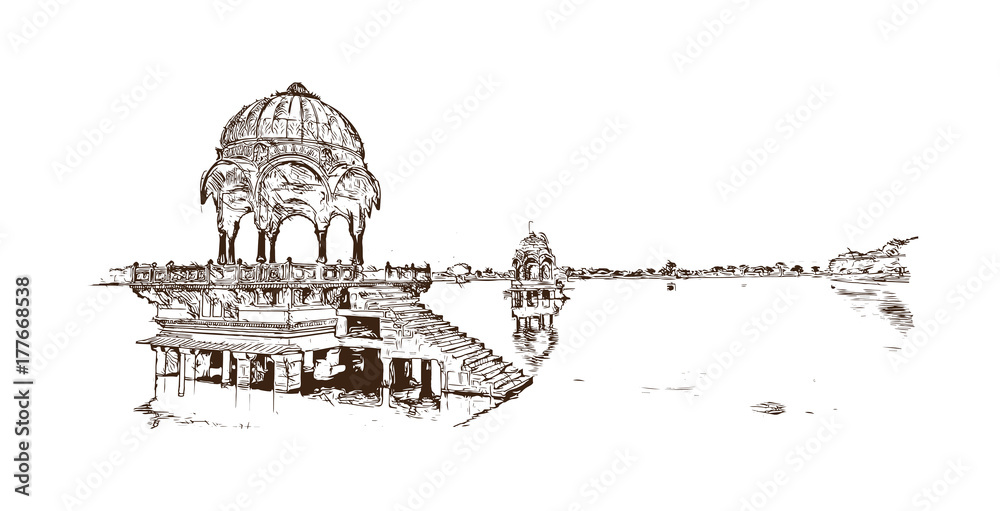 Poster Sketch of Jaisalmer fort in the Indian state of Rajasthan – Wall ...