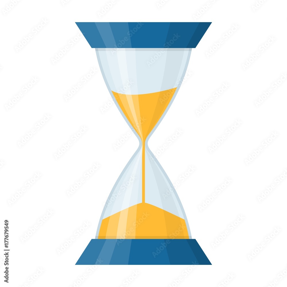Sandglass icon isolated on white background. Time hourglass in flat ...