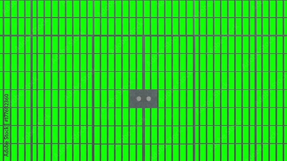 Prison bars with doors. Animation of Closed Jail bars. 3d render video ...