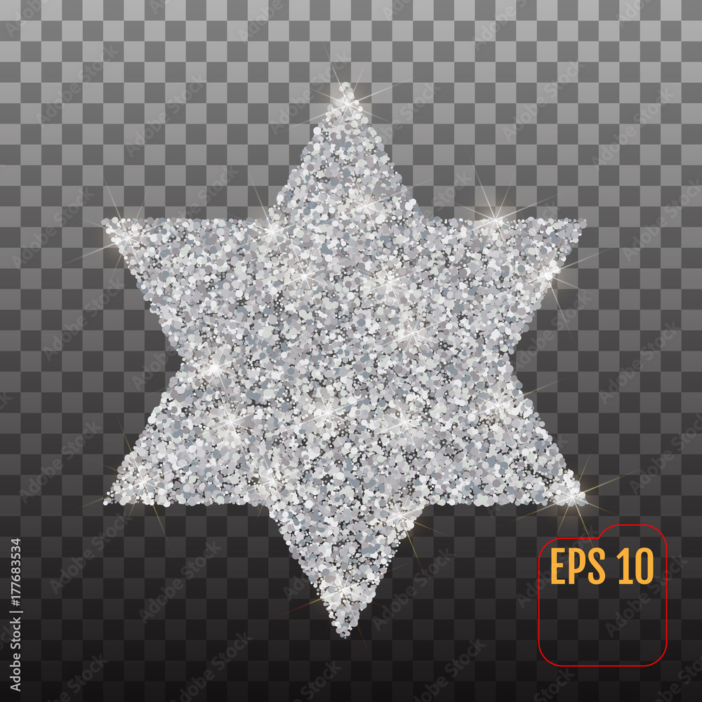 Star of David silver symbol on a transparent background Stock Vector ...