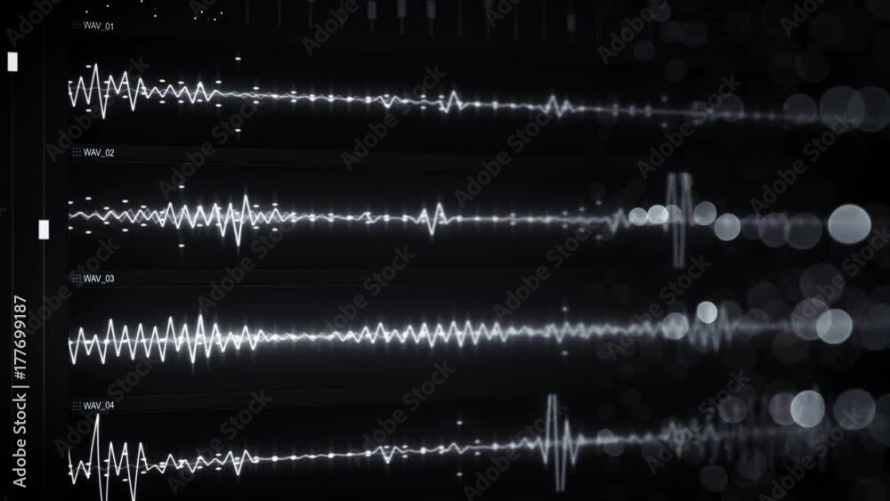 Digital audio waves on computer monitor. Computer designed seamless ...