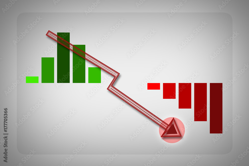 Lowering graph illustration with a red arrow lower, Infographic ...