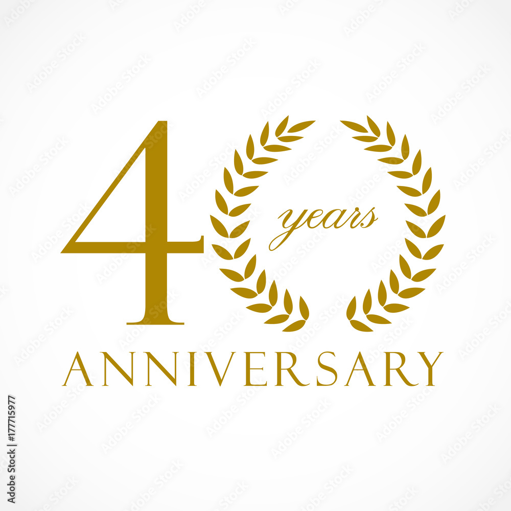 40 years old luxurious logotype. Congratulating 40th, 4th numbers ...