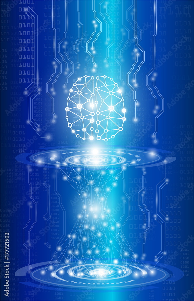 abstract background technology and science concept in blue light ...