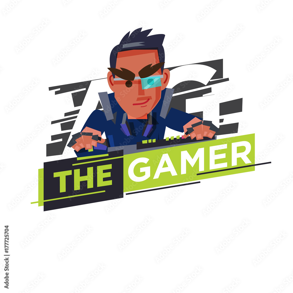 Gamer logo, hardcore gamer character design playing game by personal ...
