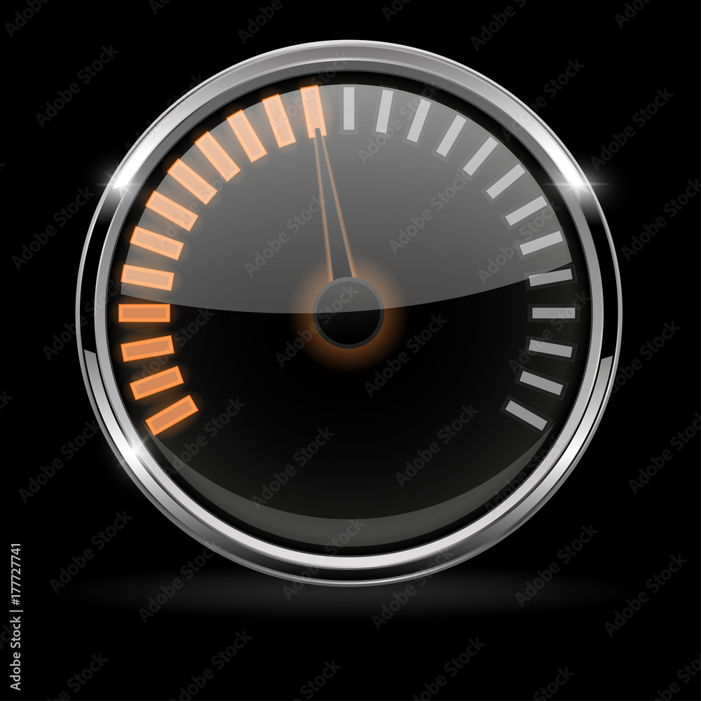 Universal gage with chrome frame on black background Stock Vector ...