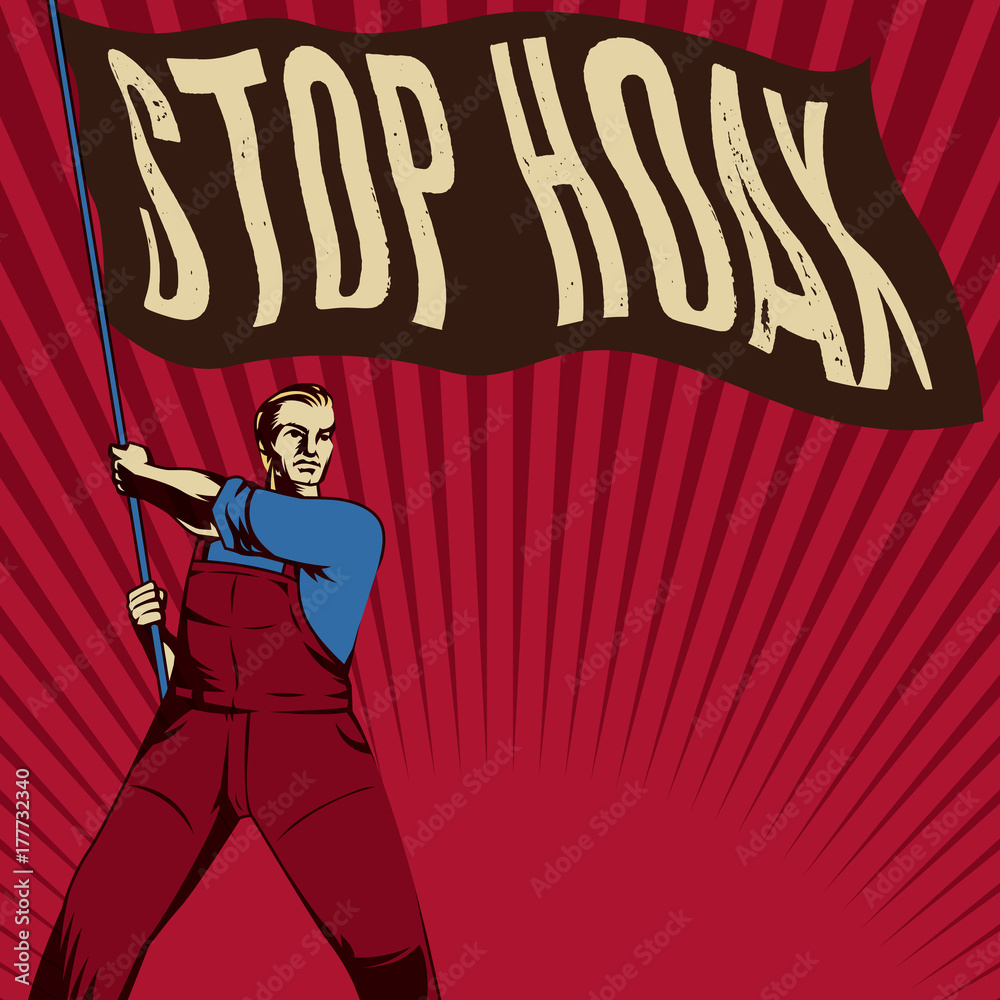 Stop HOAX propaganda. Vintage propaganda poster and elements. Isolated ...