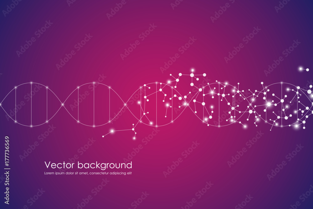 Abstract Molecule Background Genetic And Chemical Compounds Connected