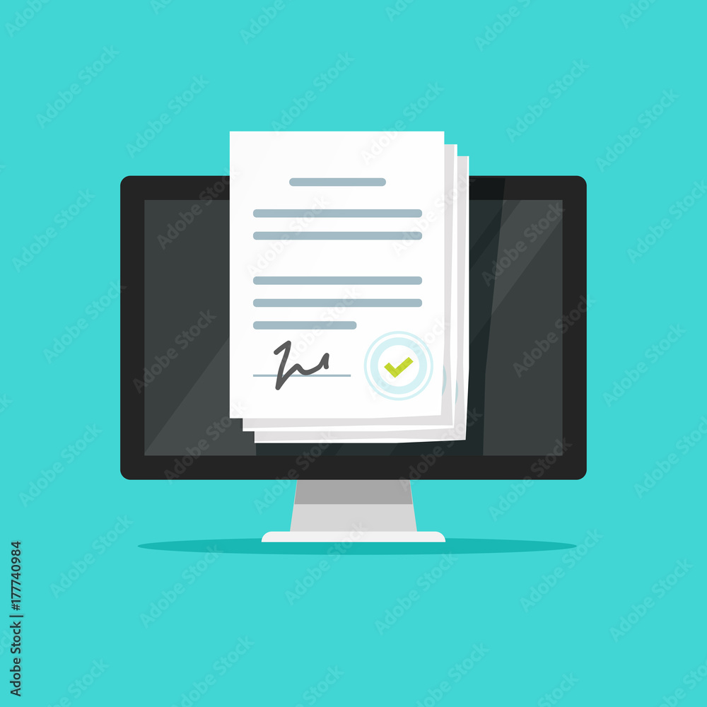 Vetor de Online electronic documents on laptop vector illustration ... Vetor de Online electronic documents on laptop vector illustration ...