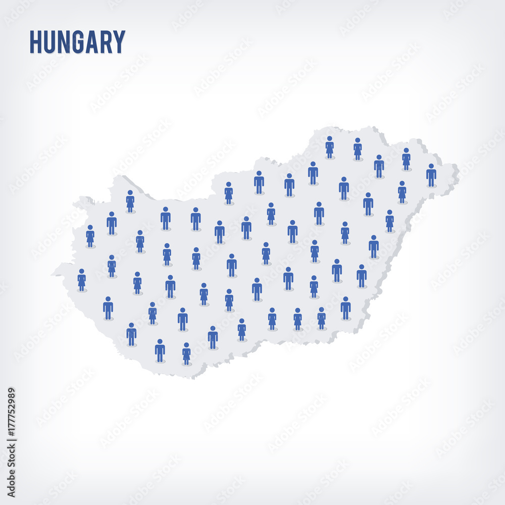 Vector people map of Hungary . The concept of population. Stock Vector ...