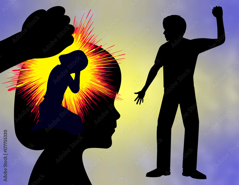 Domestic Violence and Trauma. Girl suffering for lifetime through ...