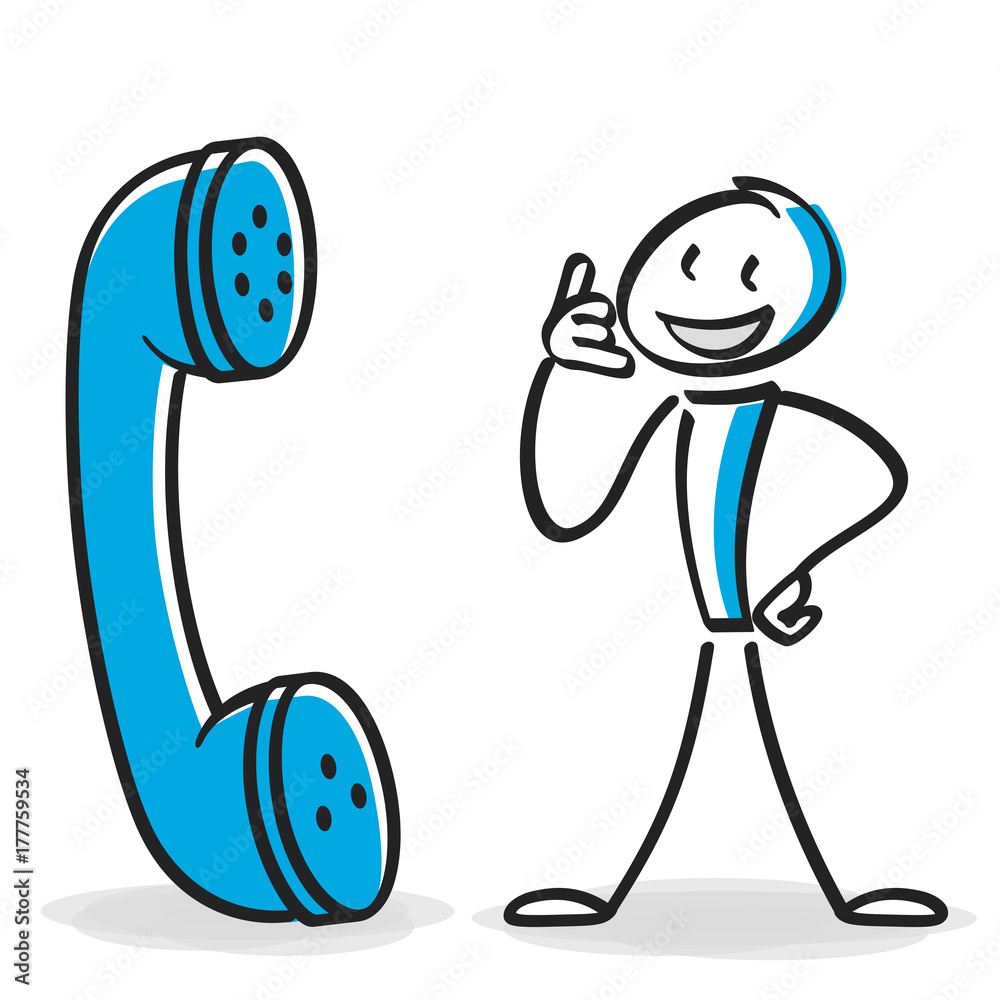 Strichmännchen mit Telefonhörer neu Stock-Vektorgrafik | Adobe Stock