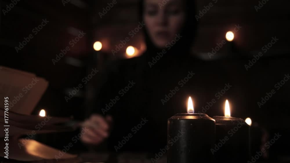 mystical beautiful female fortune teller, smoking a cigarette and ...