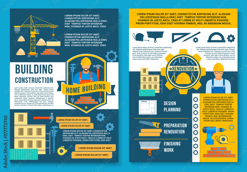 Vector poster for house building construction Stock Vector | Adobe Stock