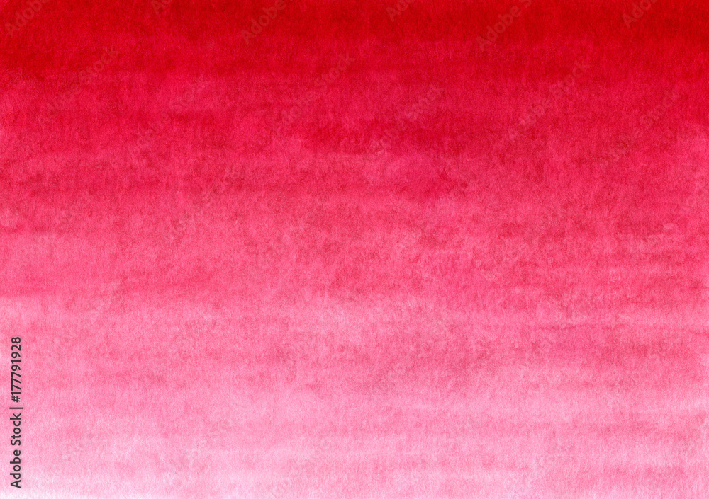 Red handmade painted watercolor gradient background on textured paper ...