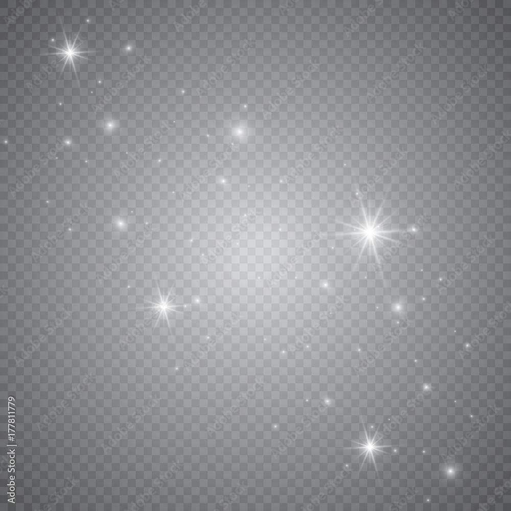 Set of shining lights isolated on a transparent background. The flash ...