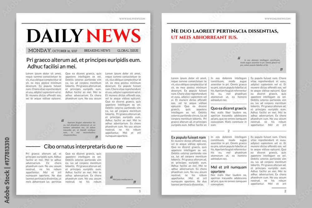 Newspaper template design Stock Vector | Adobe Stock