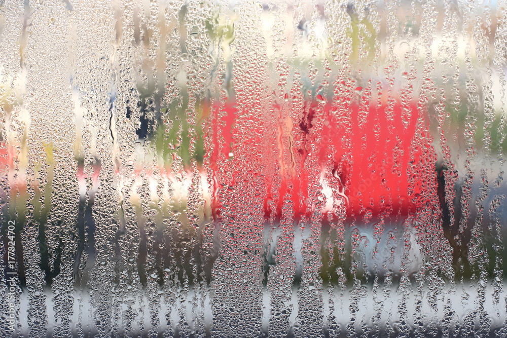 Natural water drop background. Window glass with condensation high ...