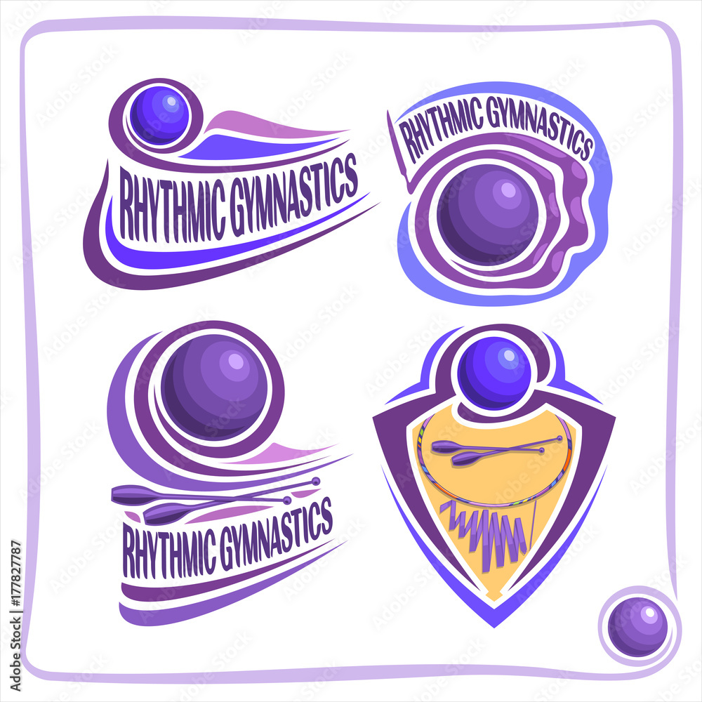 Vector set signs for Rhythmic Gymnastics: 4 abstract clip art logo with ...