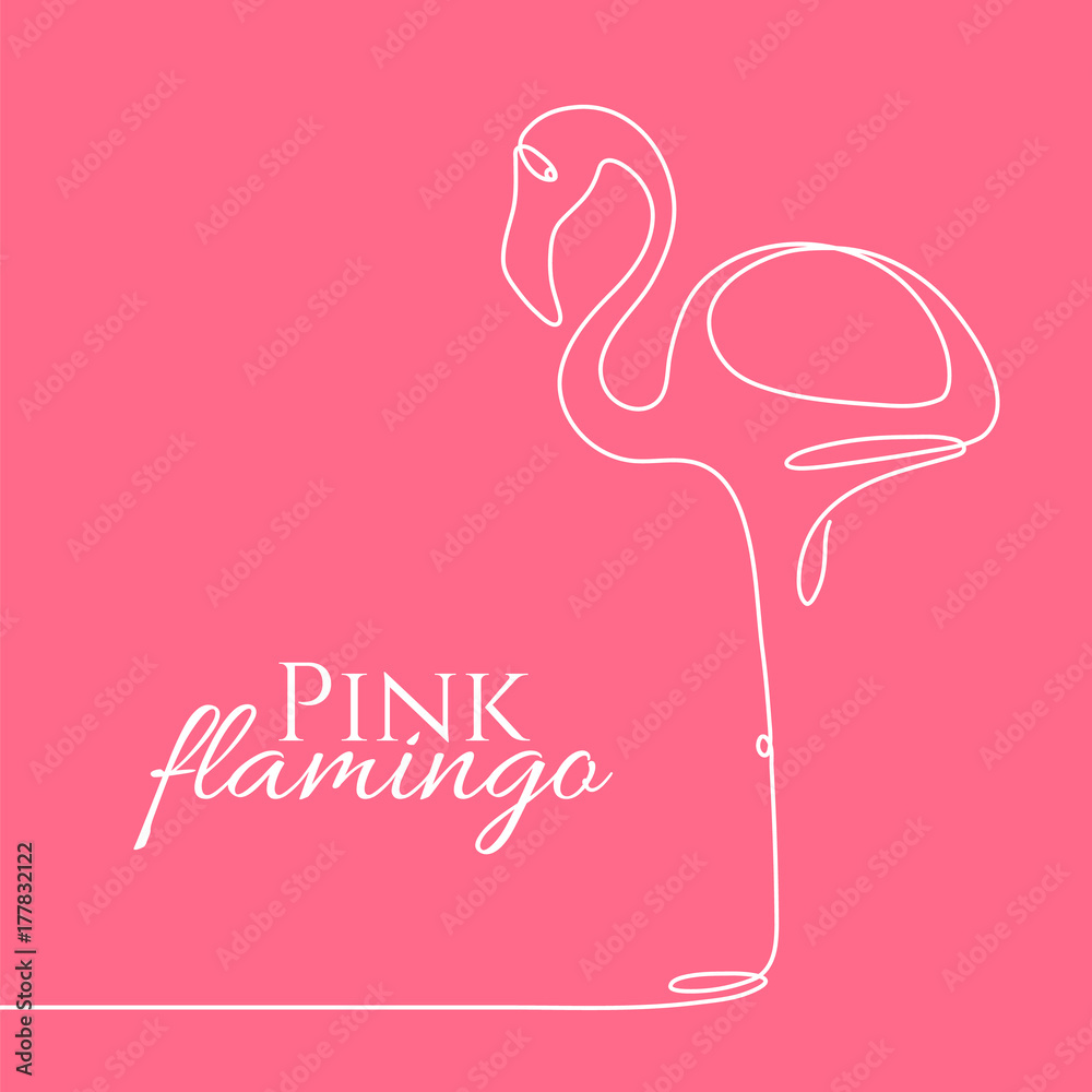 Continuous line flamingo staying on one leg. Abstract modern decoration ...