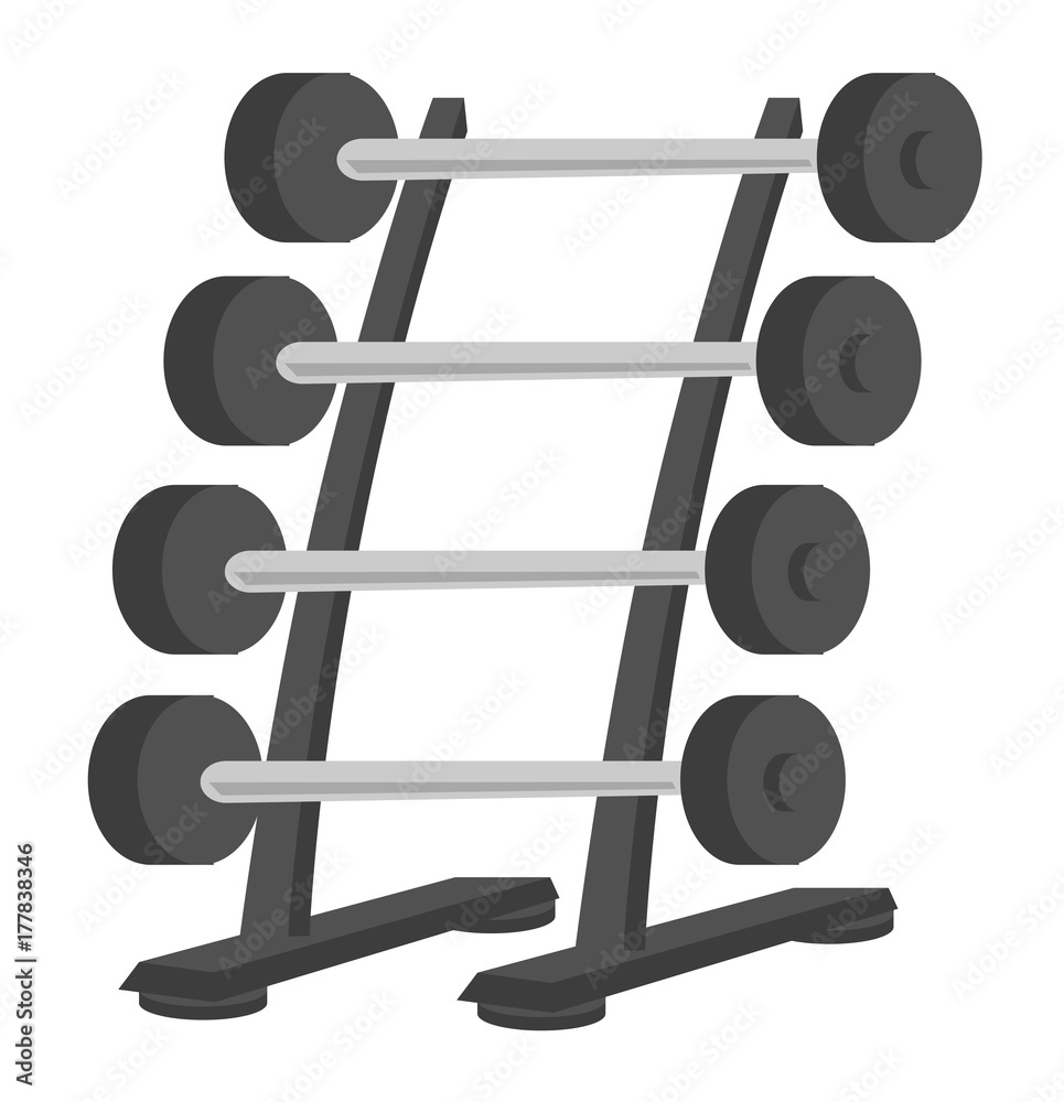 Adjustable stand with barbells. Sport equipment. vector cartoon ...