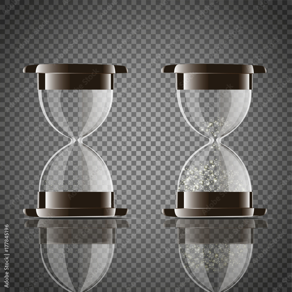 True transparent sand hourglass isolated on white background. Simple ...