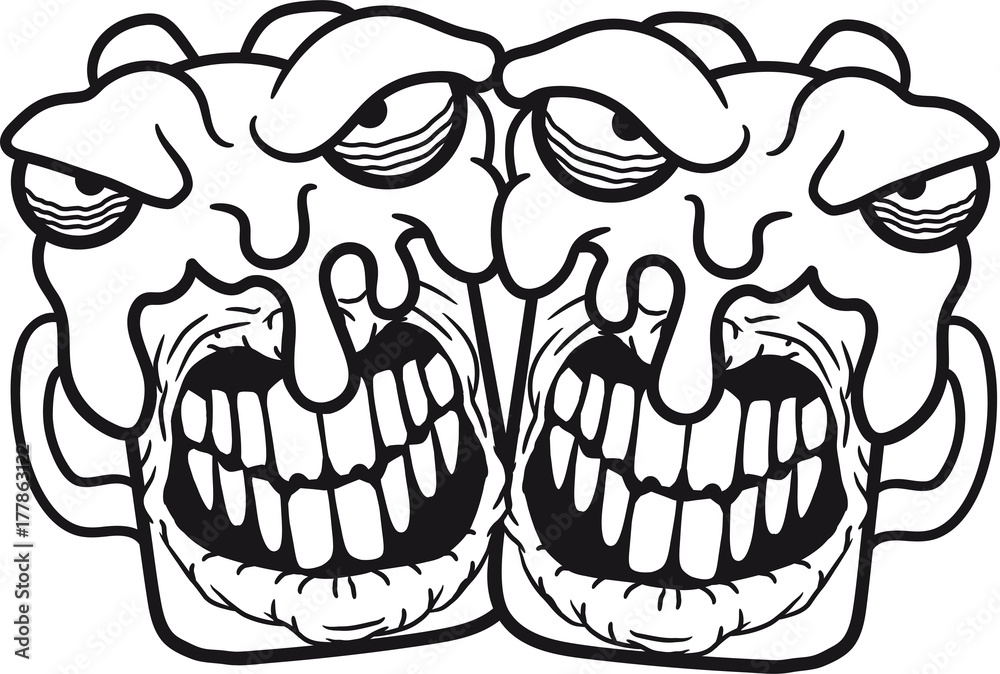 2 paar team freunde party horror monster halloween böse gesicht trinken ...