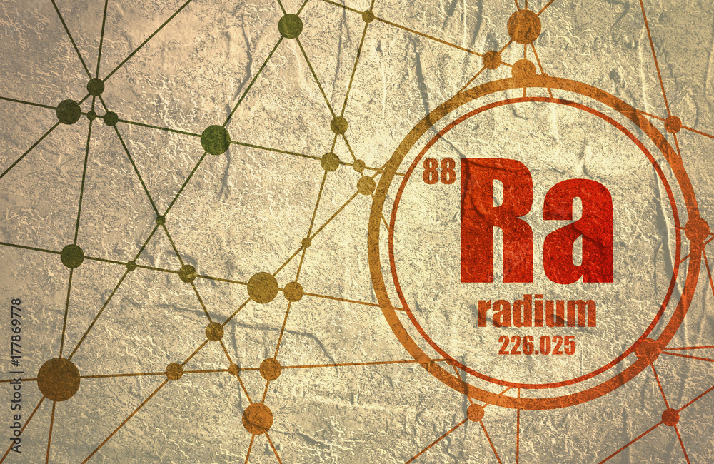 Radium chemical element. Sign with atomic number and atomic weight ...