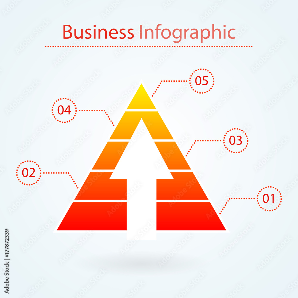 Marketing pyramid with arrow for infographic. Five levels. Business ...