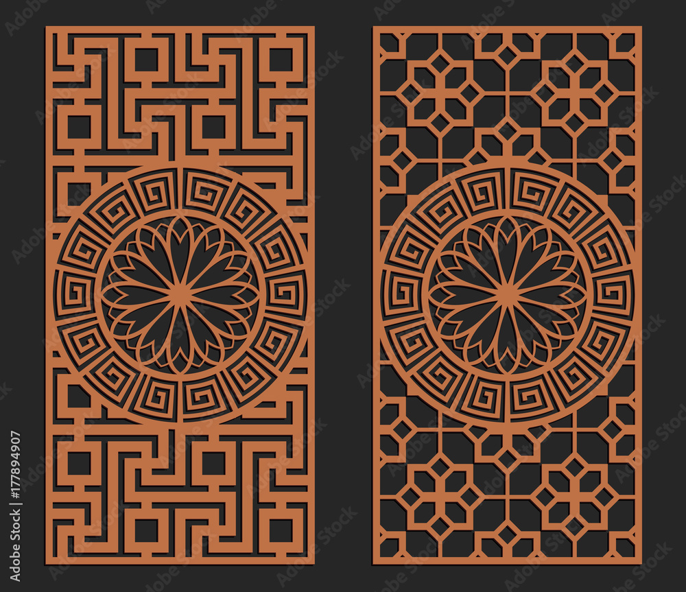 Laser cutting set. Wall panels. Jigsaw die cut ornaments. Lacy cutout ...