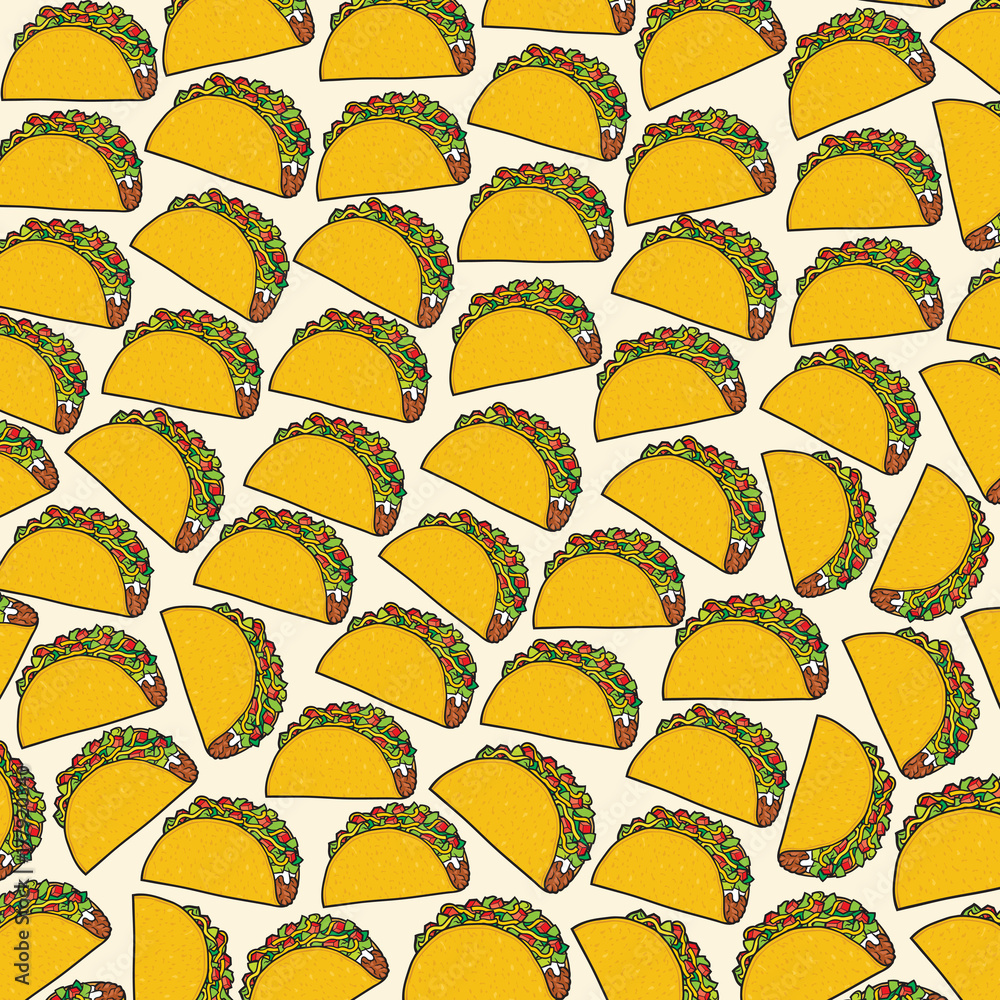 background pattern with taco - mexican food Stock Vector | Adobe Stock