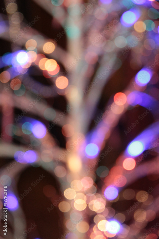 Christmas lights background vertical / Shiny reflections of xmas tree ...