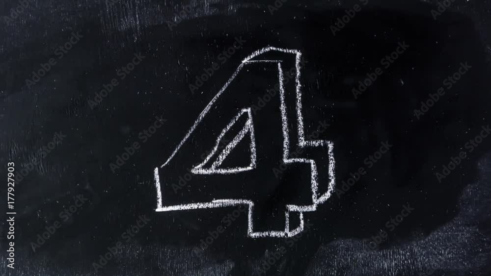 Stop motion animation of hand drawing counting numbers on black ...