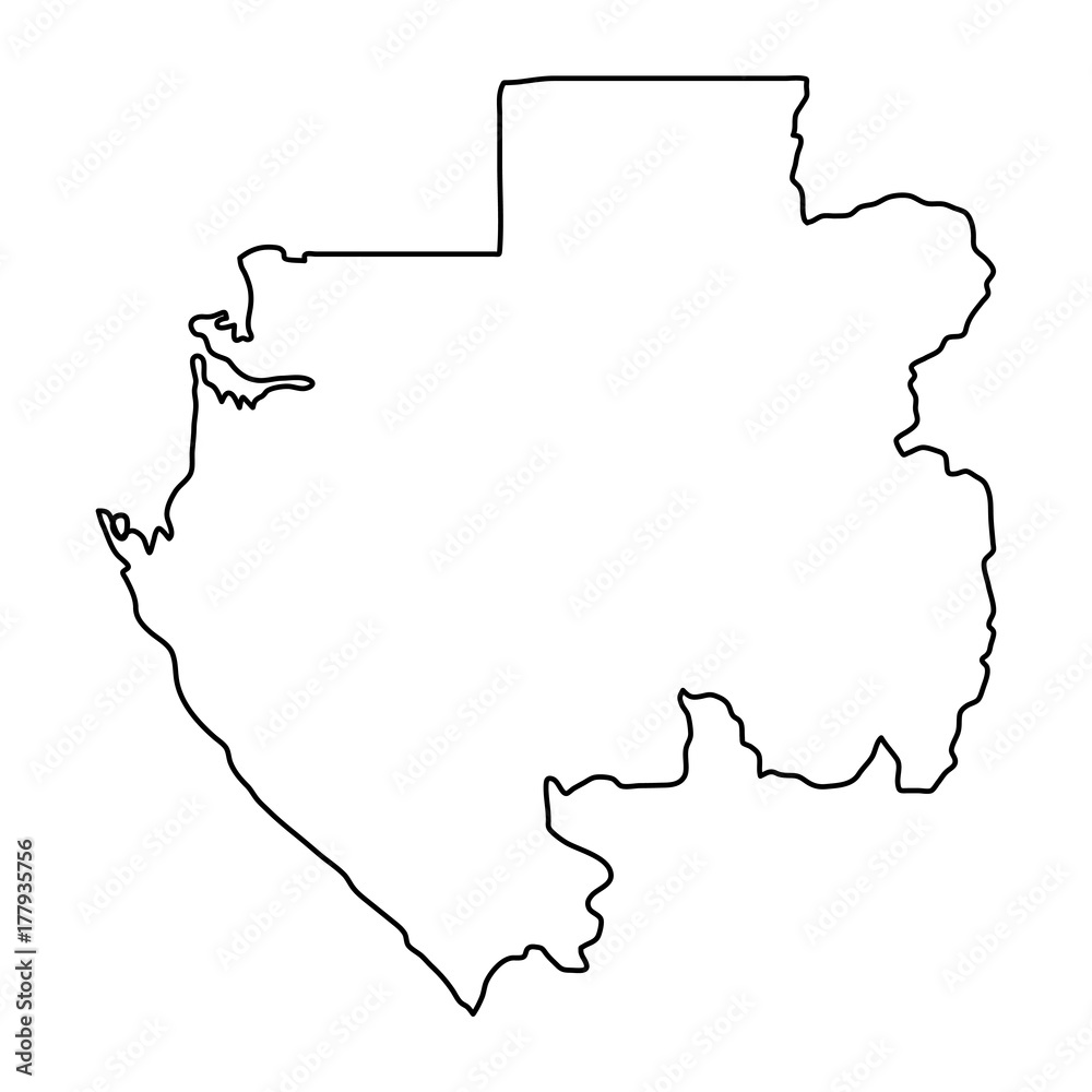 Gabon map of black contour curves of vector illustration Stock Vector ...