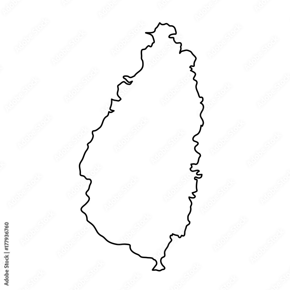 Saint Lucia map of black contour curves of vector illustration Stock ...